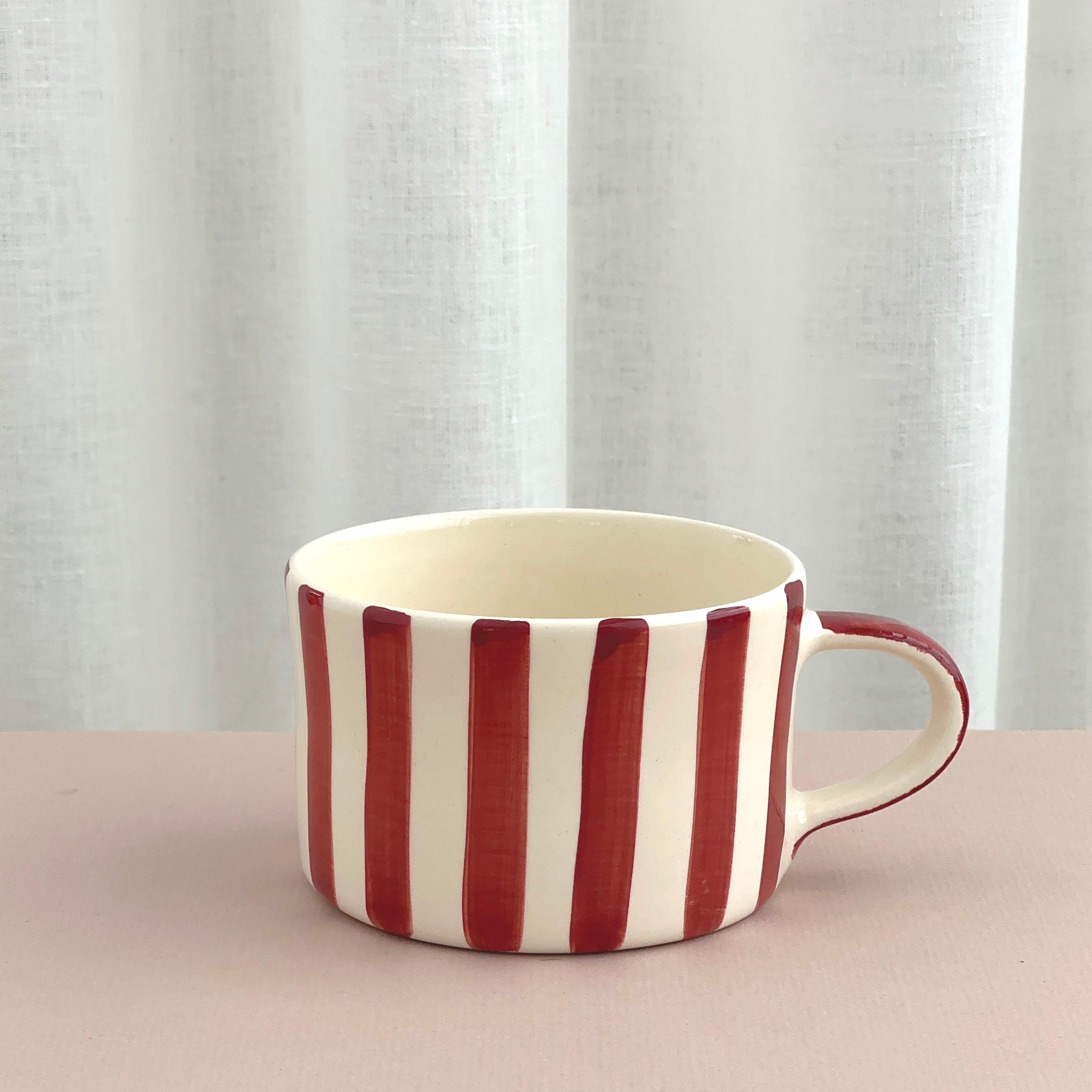 Musango Low Mug - Paprika Candy Stripe – Water Lane